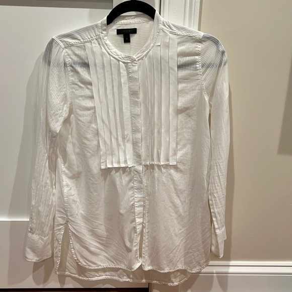 J. Crew | Tops | J Crew White Tuxedo Button Down | Poshmark